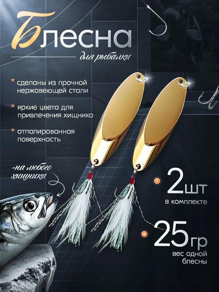 Блесна для рыбалки kastmaster на жереха щуку 25 гр 2 шт золото