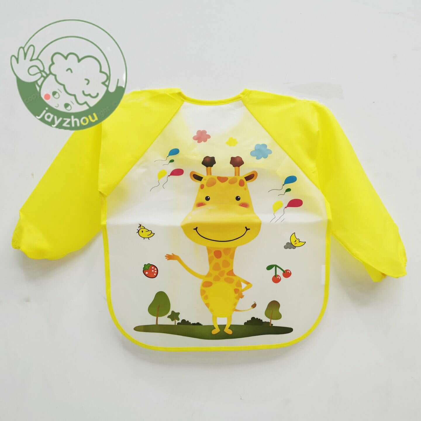 Детский непромокаемый фартук с длинным рукавом - защитный нагрудник для еды и творчества