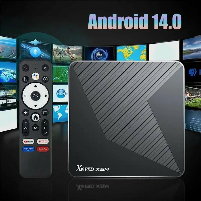 Медиаплеер Стоковая прошивка X88PRO X5M 4/32 Гб медиаплеер 2025 Android, 4 ГБ/32 ГБ, Bluetooth, Wi-Fi, черный