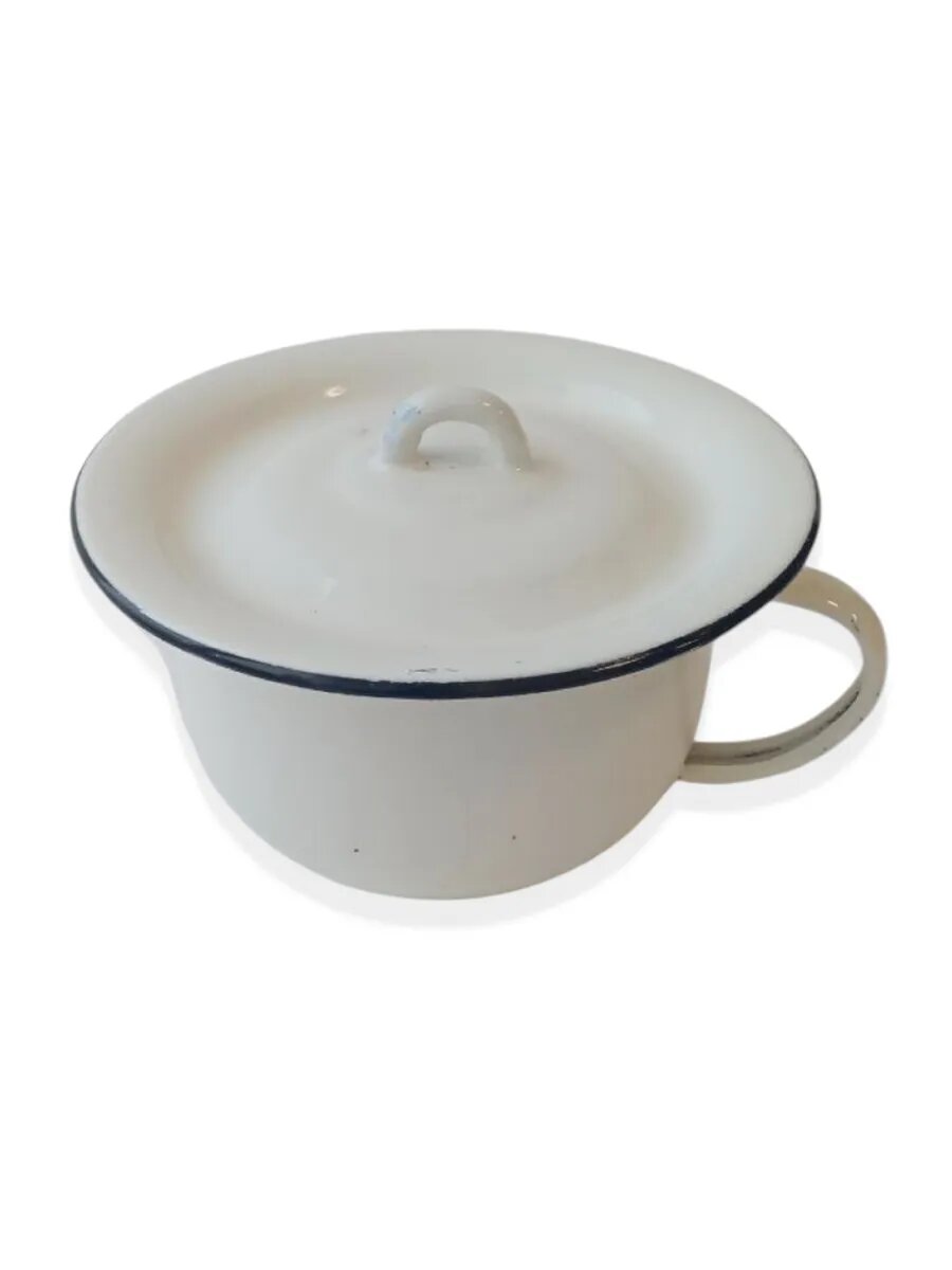 Эмалированный горшок с крышкой