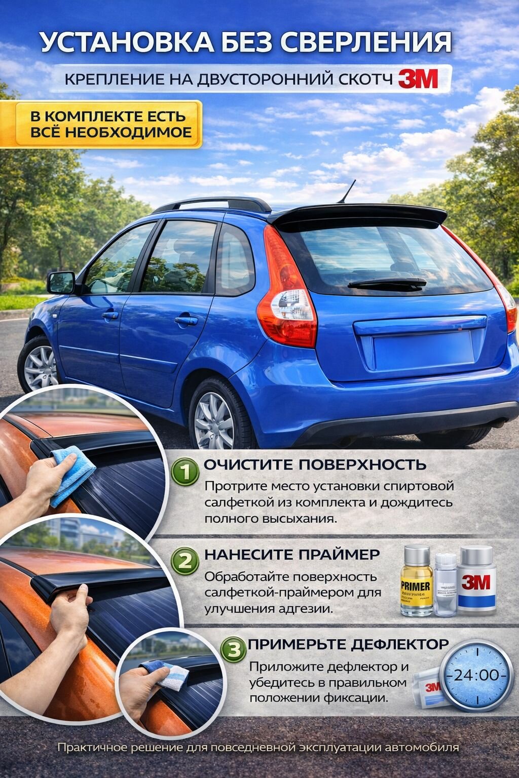 Дефлектор заднего стекла Лада Калина хэтчбек / Козырек задний на Kalina