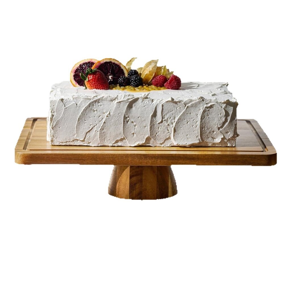 Деревянная подставка для тортов из акации с крышкой