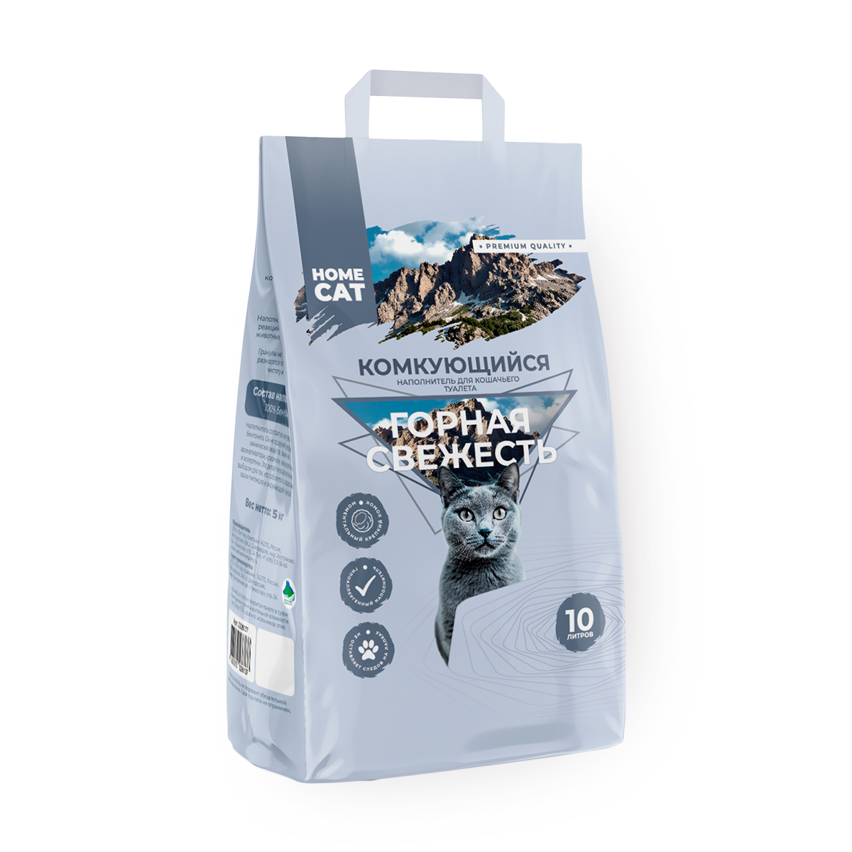 Наполнитель для кошачьего туалета Homecat горная свежесть комкующийся