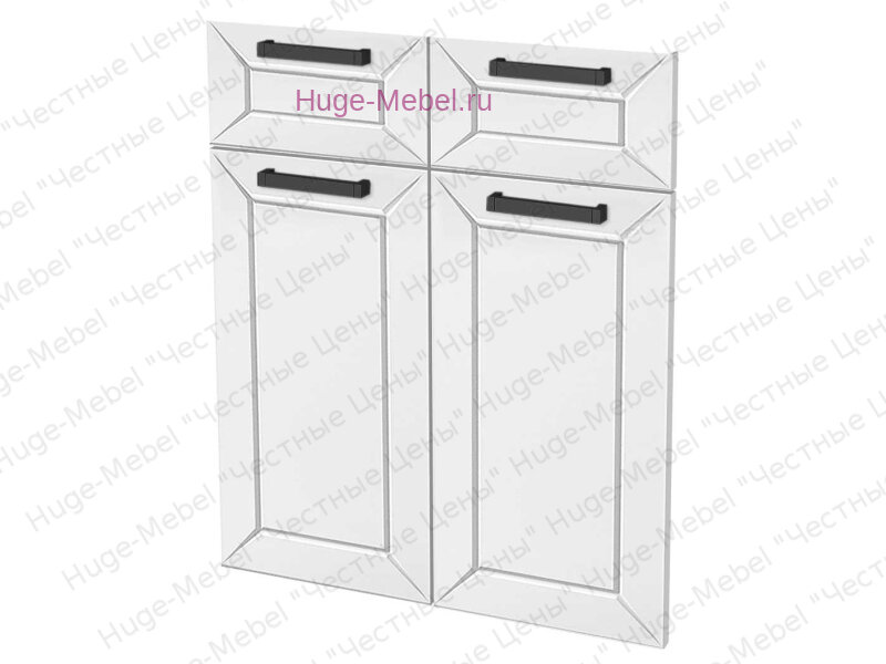 Кухонный фасад Ф-41-М холст белый (Альфа) Huge Mebel . Ширина 592 Высота 708. Кухонные фасады