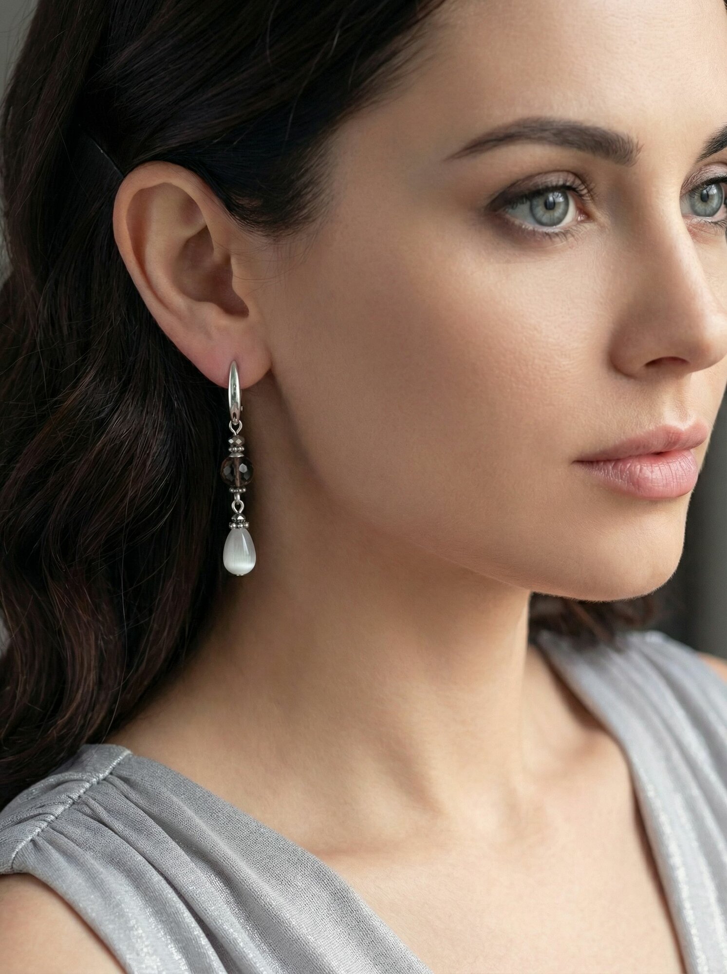 Серьги, кошачий глаз синтетический