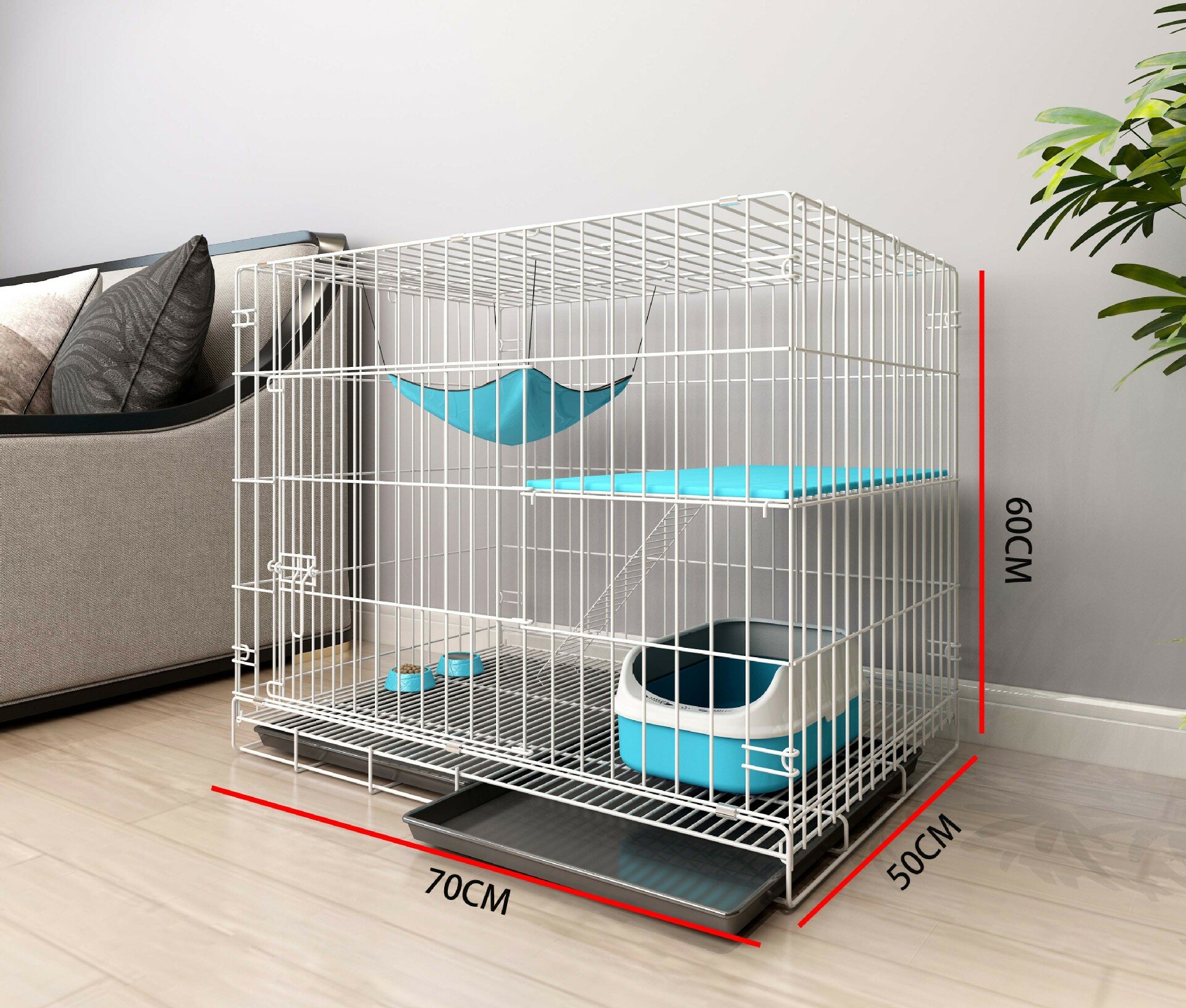 Клетка для кошек для домашнего использования, внутренняя, очень большая, с интегрированным туалетом, складная и удобная для использования на улице, двух- или трехэтажная вилла для кошек