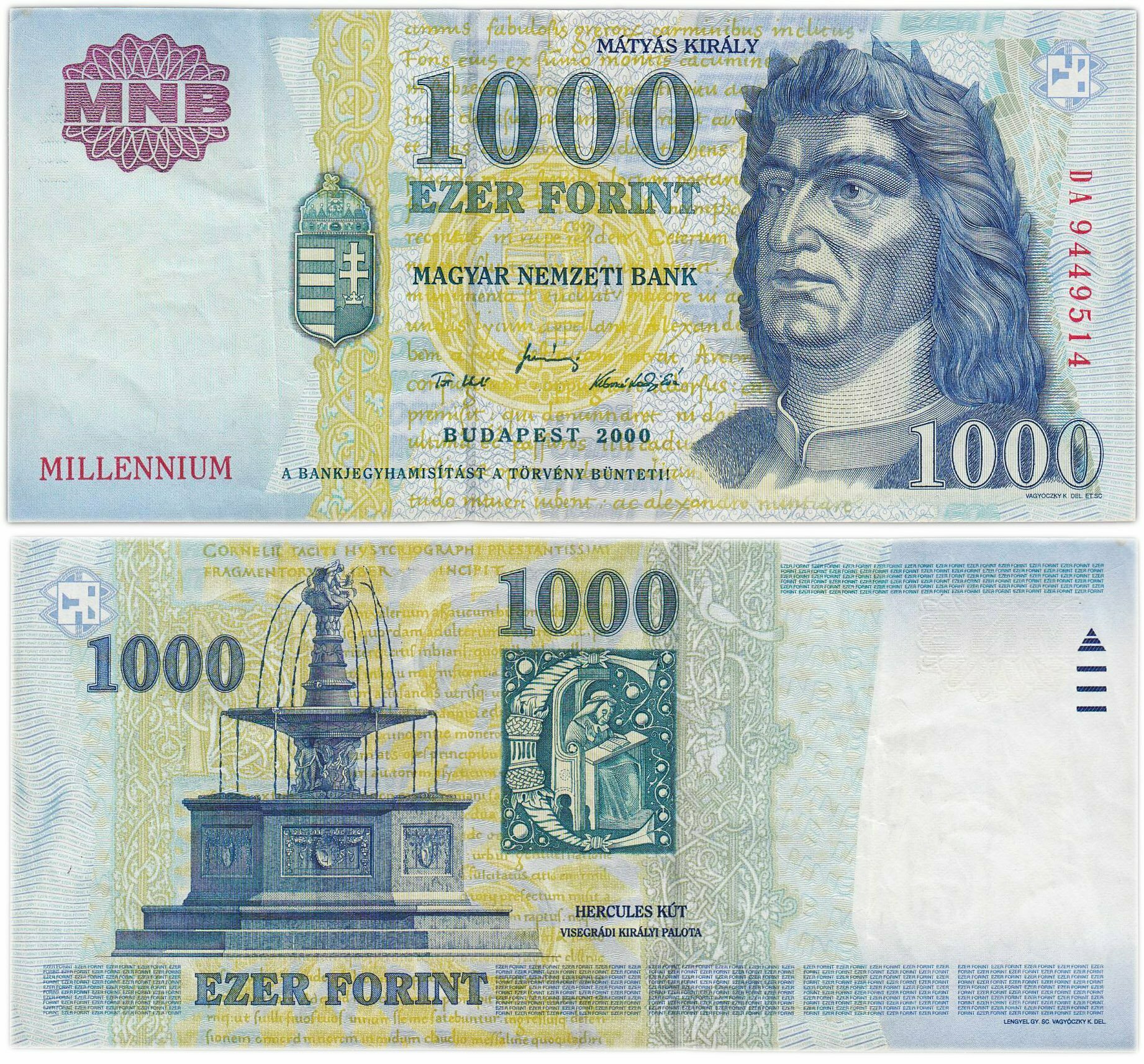 Венгрия 1000 форинтов 2000 Миллениум