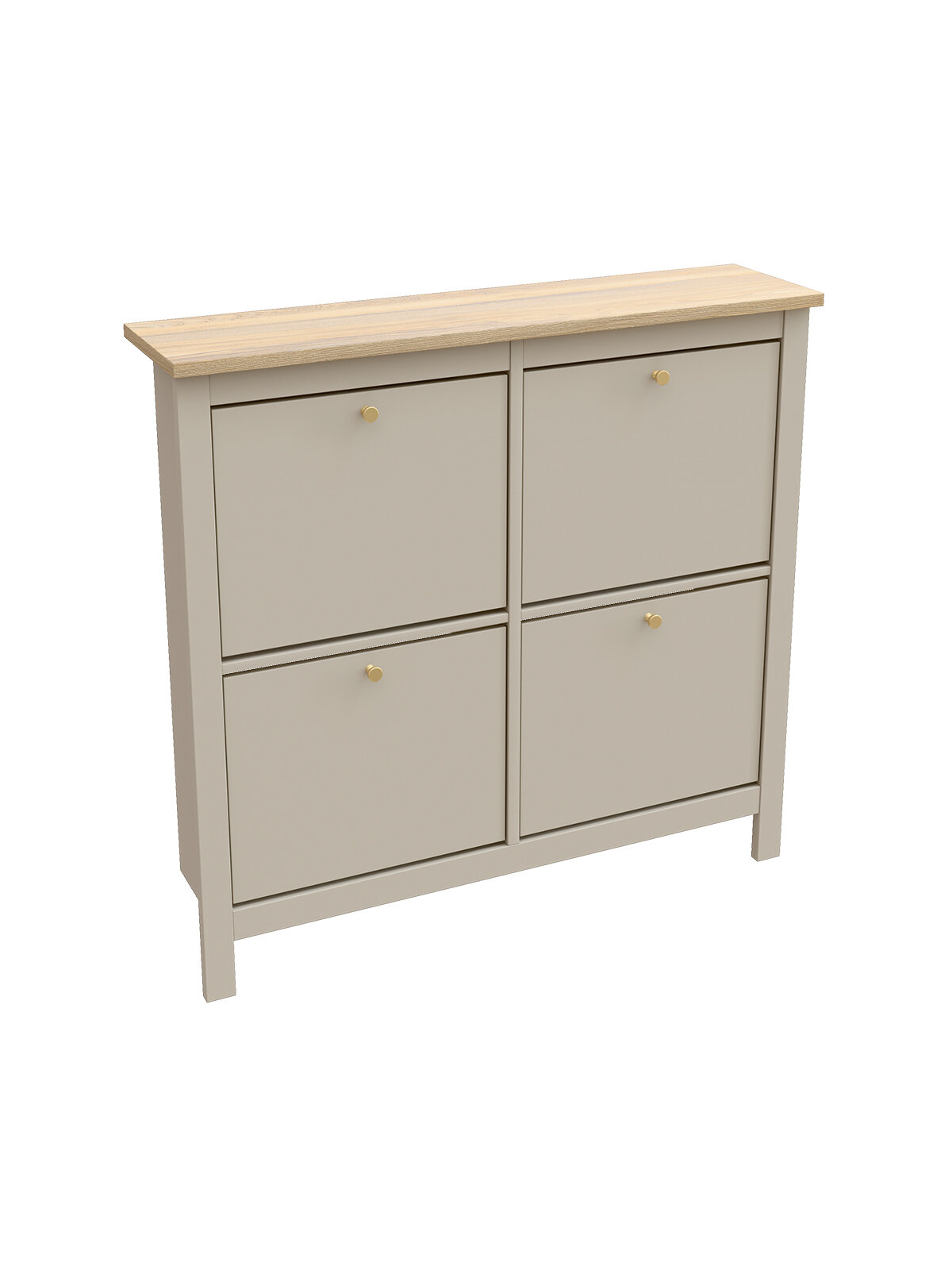 Обувница для прихожей закрытая ГУД лакк Сага с 4 откидными ящиками 113х108 кашемир/ясень