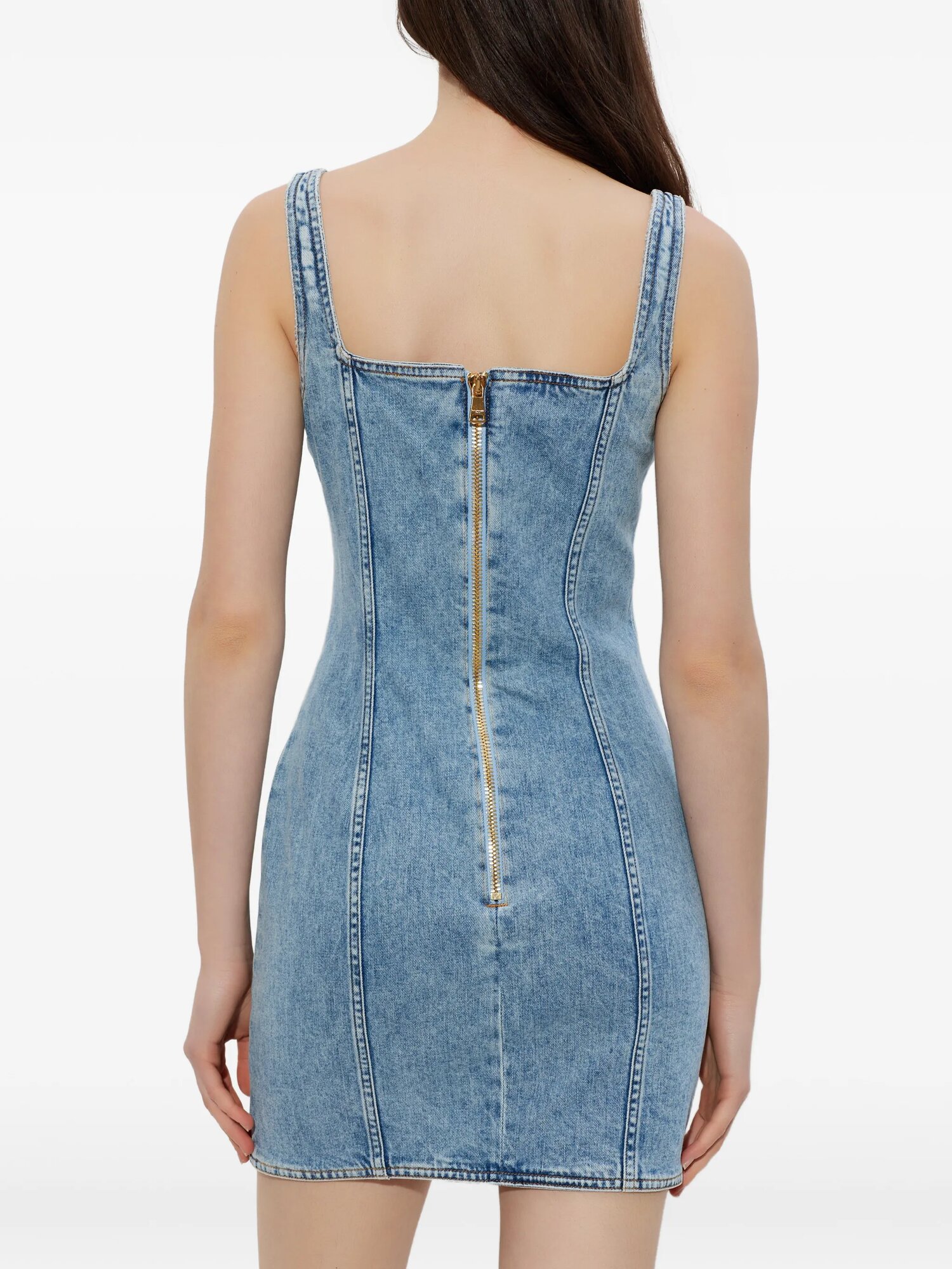 Платье BALMAIN Button front denim dress, размер 38, blue — фото 1