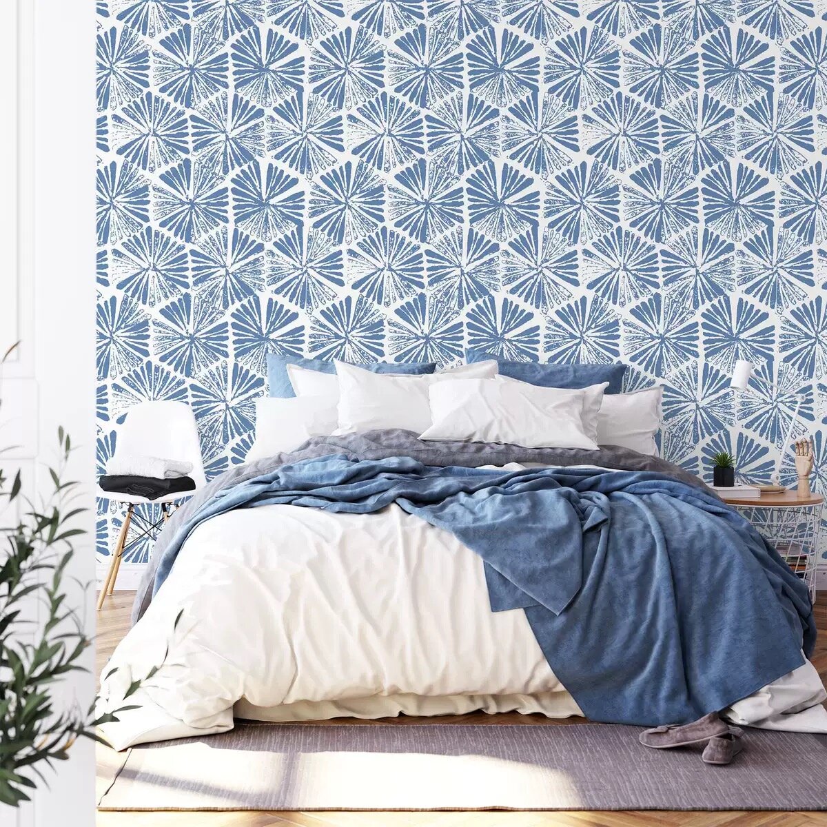 Виниловые обои Brangdy в полоску, Синий, тип B, 3 м x 45 см, Синий