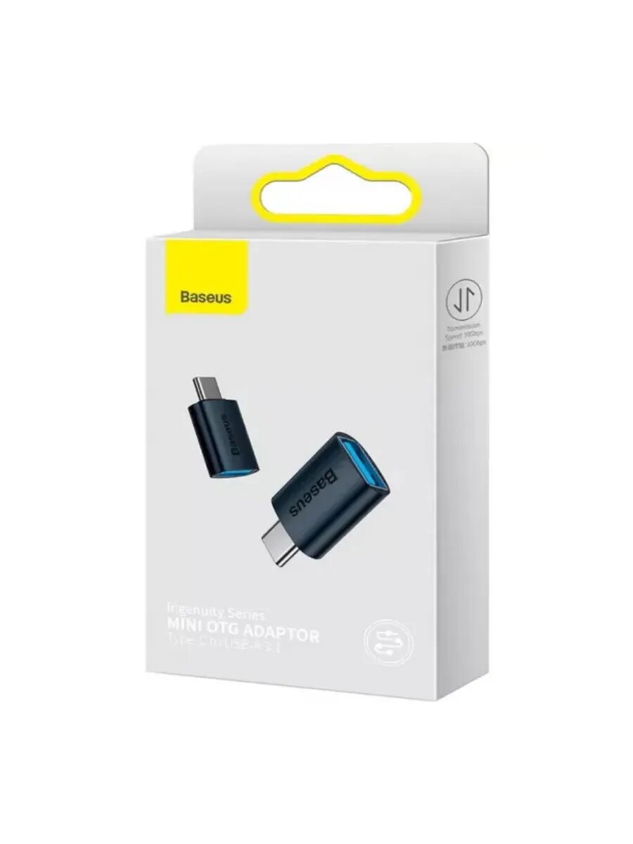 Адаптер Baseus OTG Mini Type-C, USB-A, для Android, Apple, синий — фото 1
