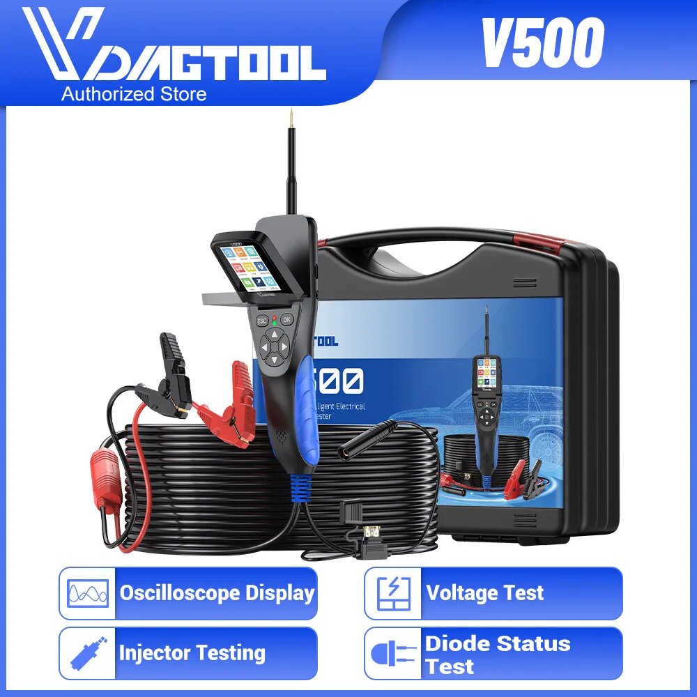 VDIAGTOOL V500 Автомобильный тестер электрических цепей, измеритель напряжения, диагностический инструмент для аккумуляторов, поисковик обрывов цепи, тестер инжекторов