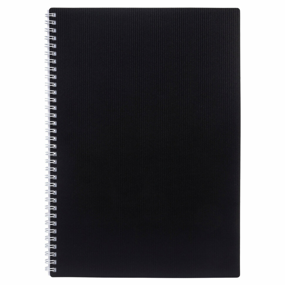 Тетрадь обложка пластик, А4, 80 л, гребень, клетка, HATBER, "VELVET" Черная, 081566, 80Т4В1гр_01601, 405498