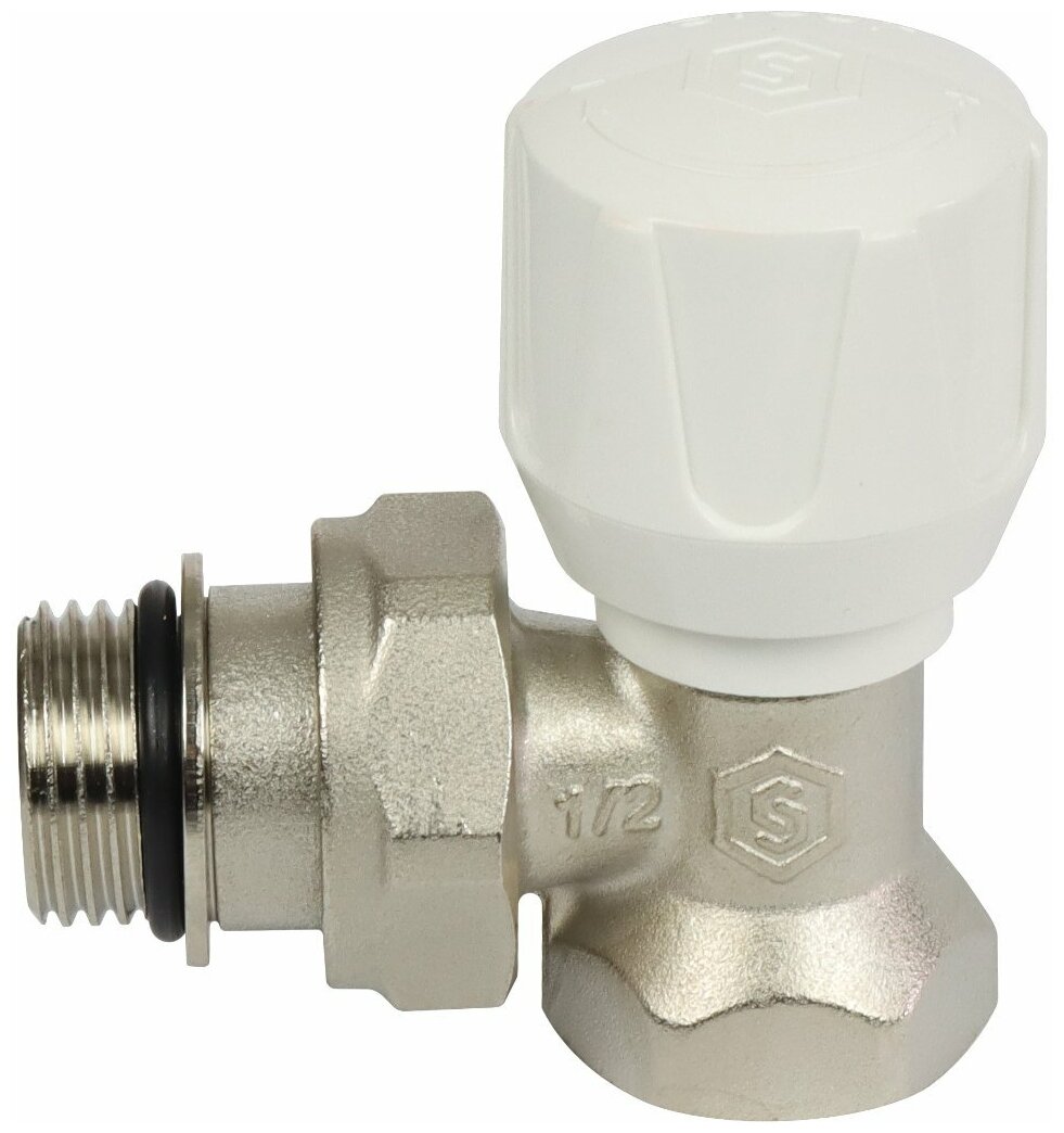 Клапан ручной терморегулирующий 1/2" угловой ВН STOUT с дополнительным уплотнением