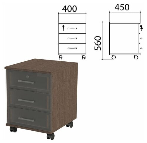 Каркас тумбы подкатной "Канц" 400х450х560 мм, цвет венге, ТК29.16.1