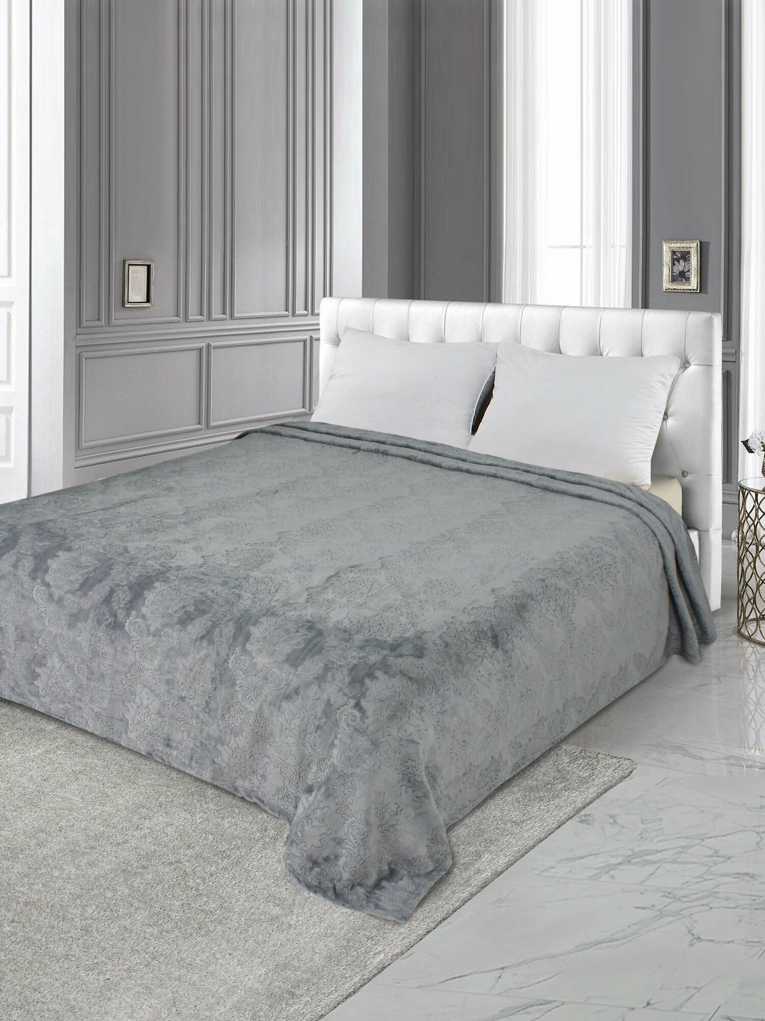 Плед велсофт 220х240 серый