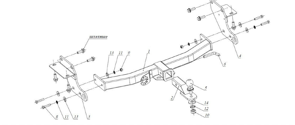 Фаркоп с элект. Smart, на Jeep Grand Cherokee FA 0977-E (WK2, с 2010 г. в. (исключая SRT8)) (паспорт и сертификат в комплекте) Бизон