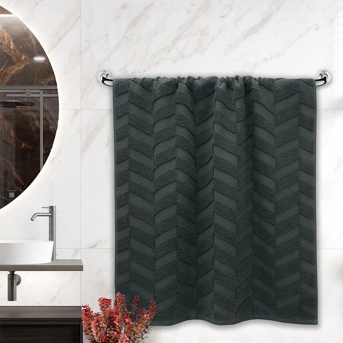 Полотенце BRAVO, махровое, 70 x 130 см, 100 % хлопок, без рисунка, серое