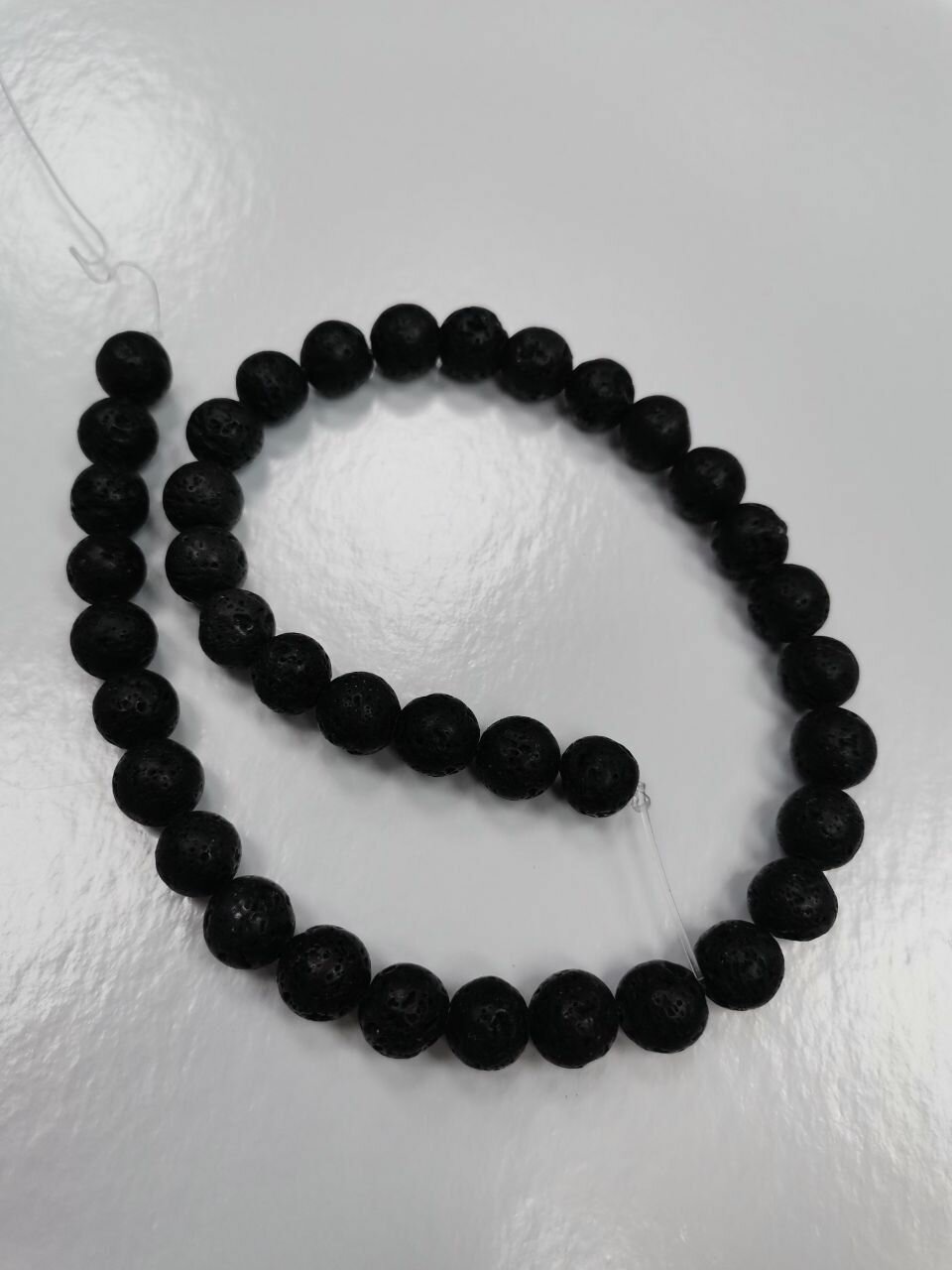 Бусины из лавы шарик 8 мм, 39см, 46 бусин