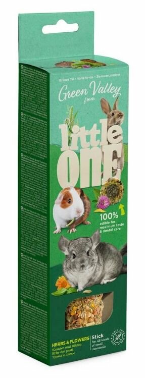 Little One Беззерновая палочка для декоративных грызунов Зеленая долина, с травами и цветами, 160 гр