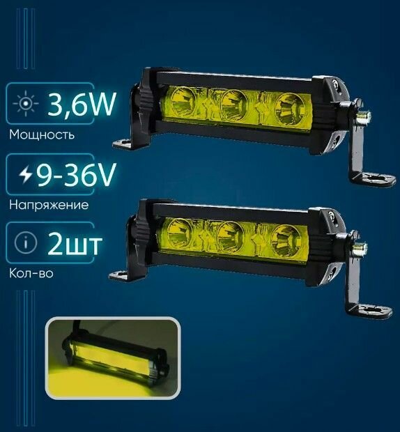 Светодиодные противотуманные фары 9в Желтые