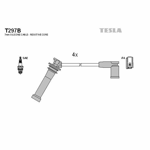 Комплект высоковольтных проводов для автомобиля, TESLA T297B (1 шт.)