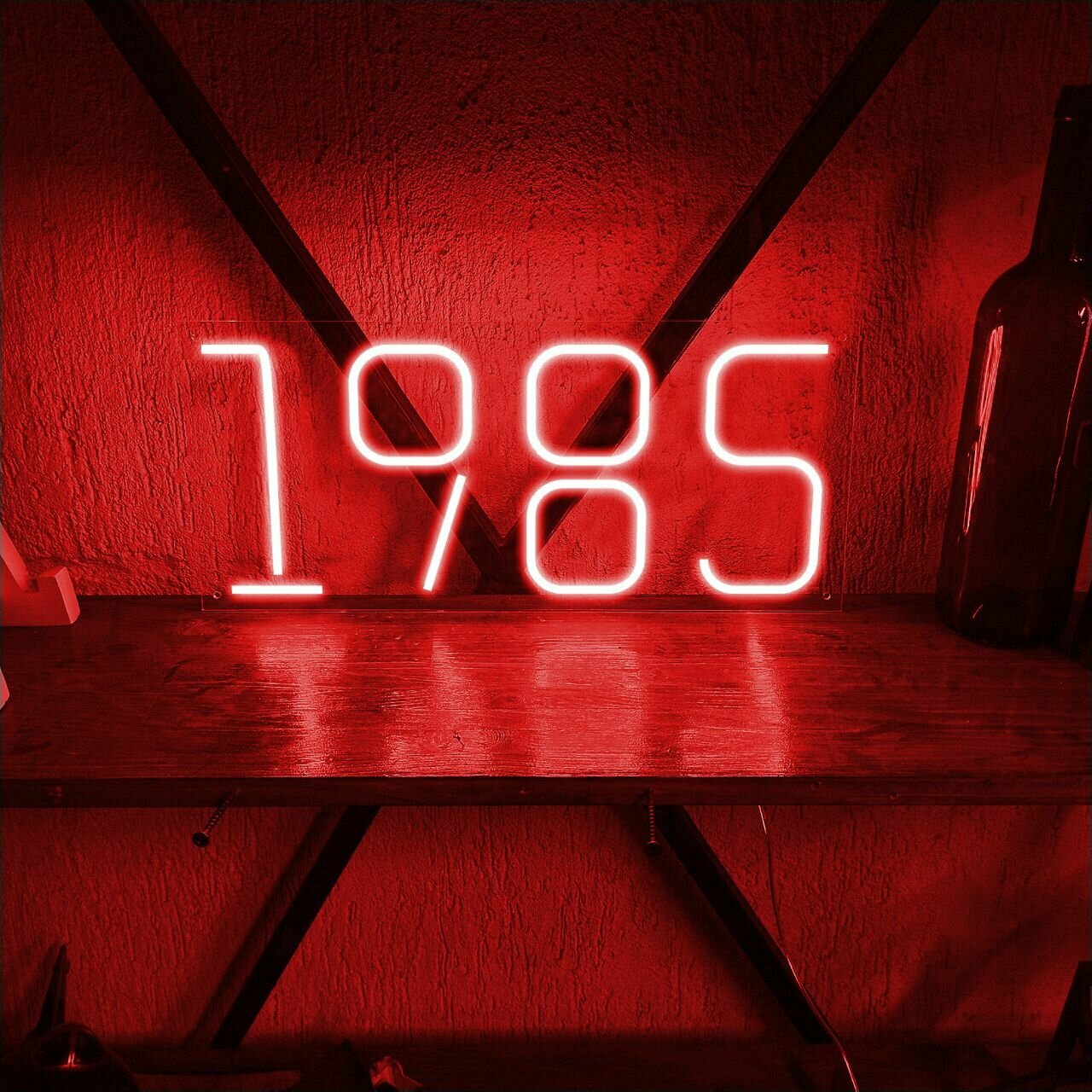 Неоновая табличка Elmarto 1985, 40x18 см, красная