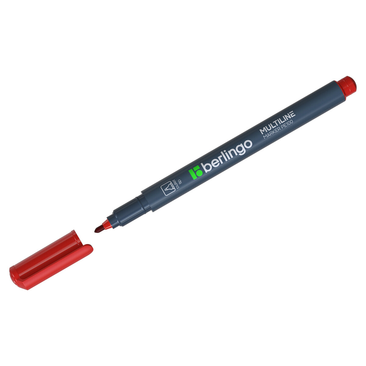 Комплект 72 шт, Маркер перманентный Berlingo "Multiline PE100" красный, пулевидный, 1мм