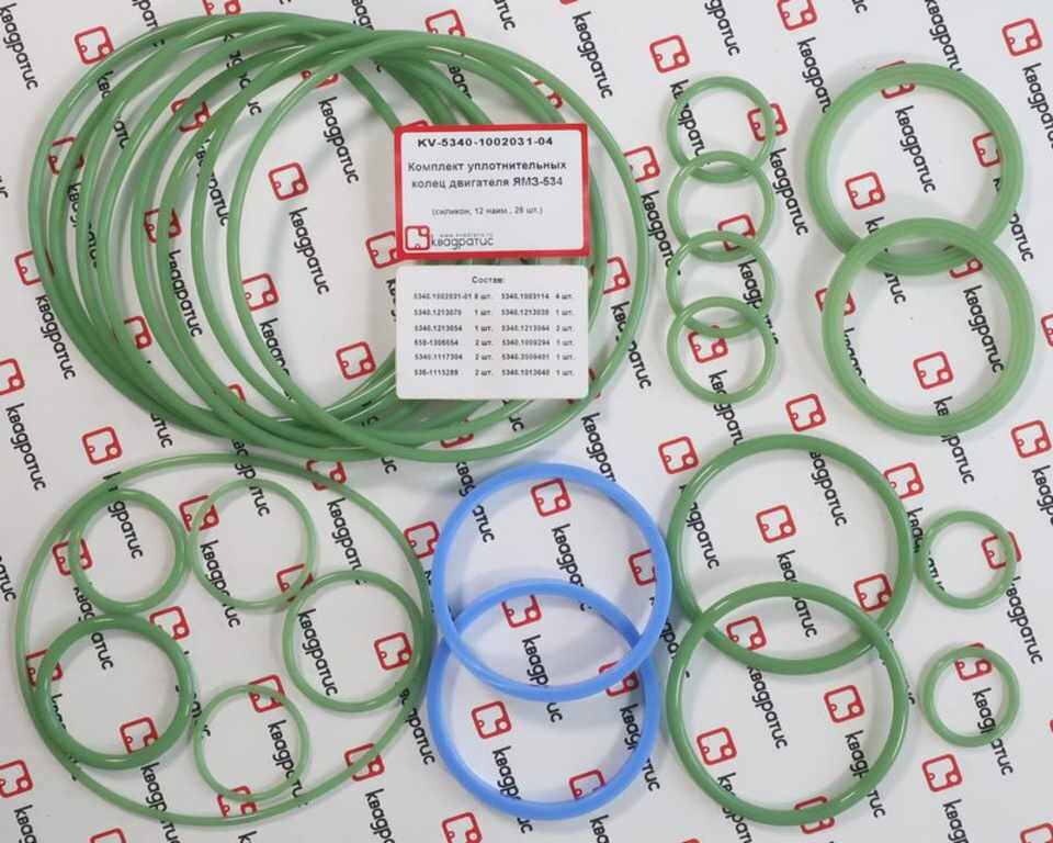 Кольцо ЯМЗ-534 уплотнительное комплект силикон (12поз./26дет.), KVK-5340-1002031-04, квадратис