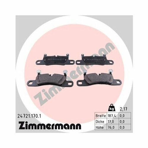 Колодки тормозные дисковые комплект Porsche Volkswagen, ZIMMERMANN 24721.170.1 (1 шт.)