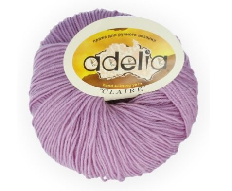 Пряжа ADELIA CLAIRE №208 сиреневый, 50% шерсть, 50% акрил, 50 г 138 м ± 5 м, 1 штука
