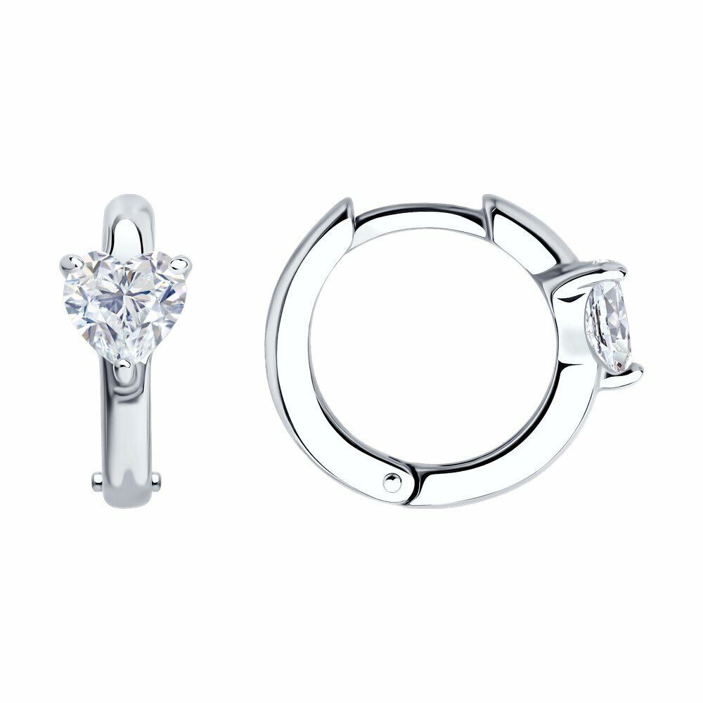 Серьги, серебро, 925 проба, родирование, фианит