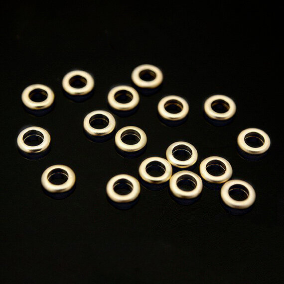 Соединительное колечко 4мм (толщина 1мм, внутренний размер 2мм), Корея, неразъемное, базовый материал - латунь, матовое позолоченное, 20 шт.