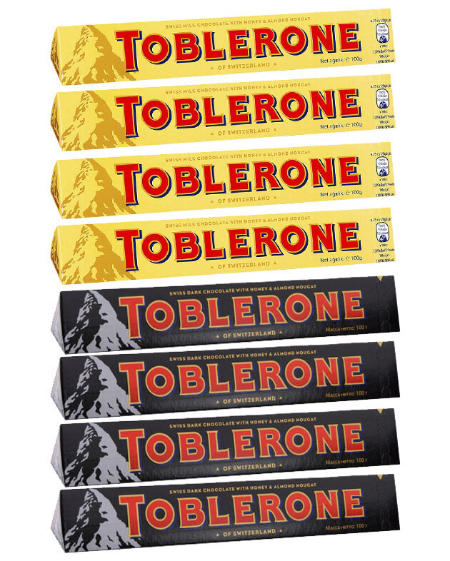 TOBLERONE шоколад с медово-миндальной нугой набор (молочный и горький) 100гр, 8шт