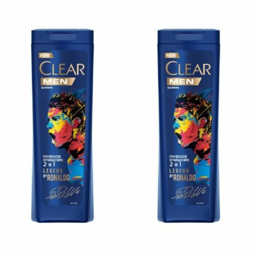Clear Шампунь для волос Men 2 в 1 Глубокое очищение против перхоти, 400 мл - 2 шт
