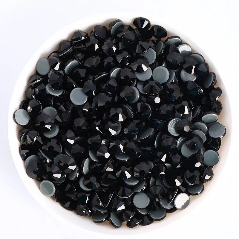 Черные стеклянные стразы QIIY для декора SS16-1440Pcs, Hotfix Black
