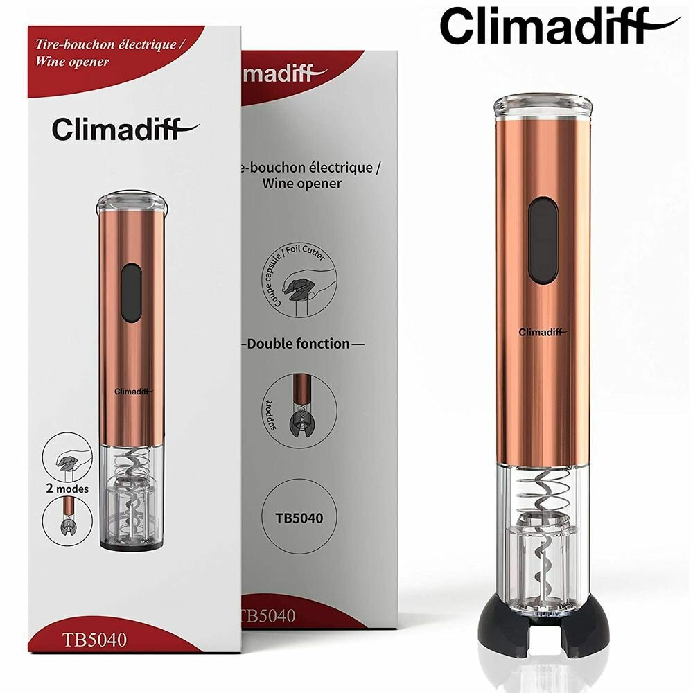 Штопор электрический Climadiff TB5040, беспроводной, медный цвет