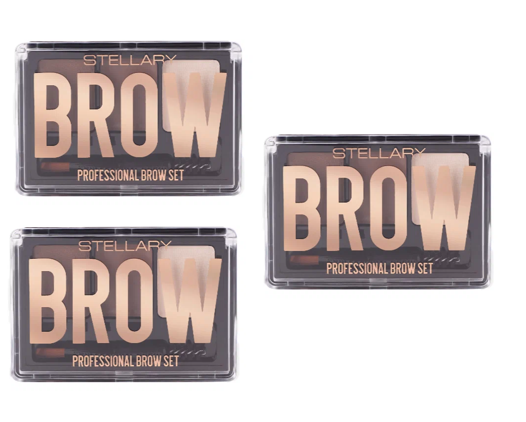 Набор для бровей Stellary Professional Brow set, тон 02 brunette, 2,40 г 3 шт