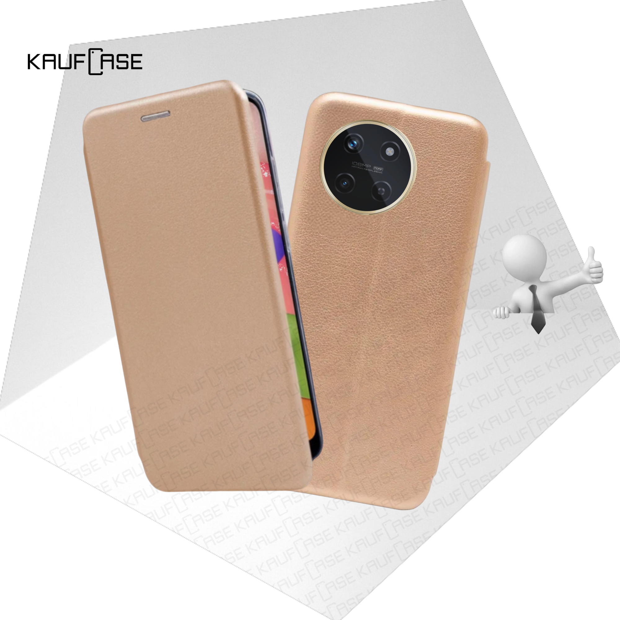 Чехол книжка для телефона Realme 11 4G (RMX3636) (6.4"), золото. Текстура под кожу