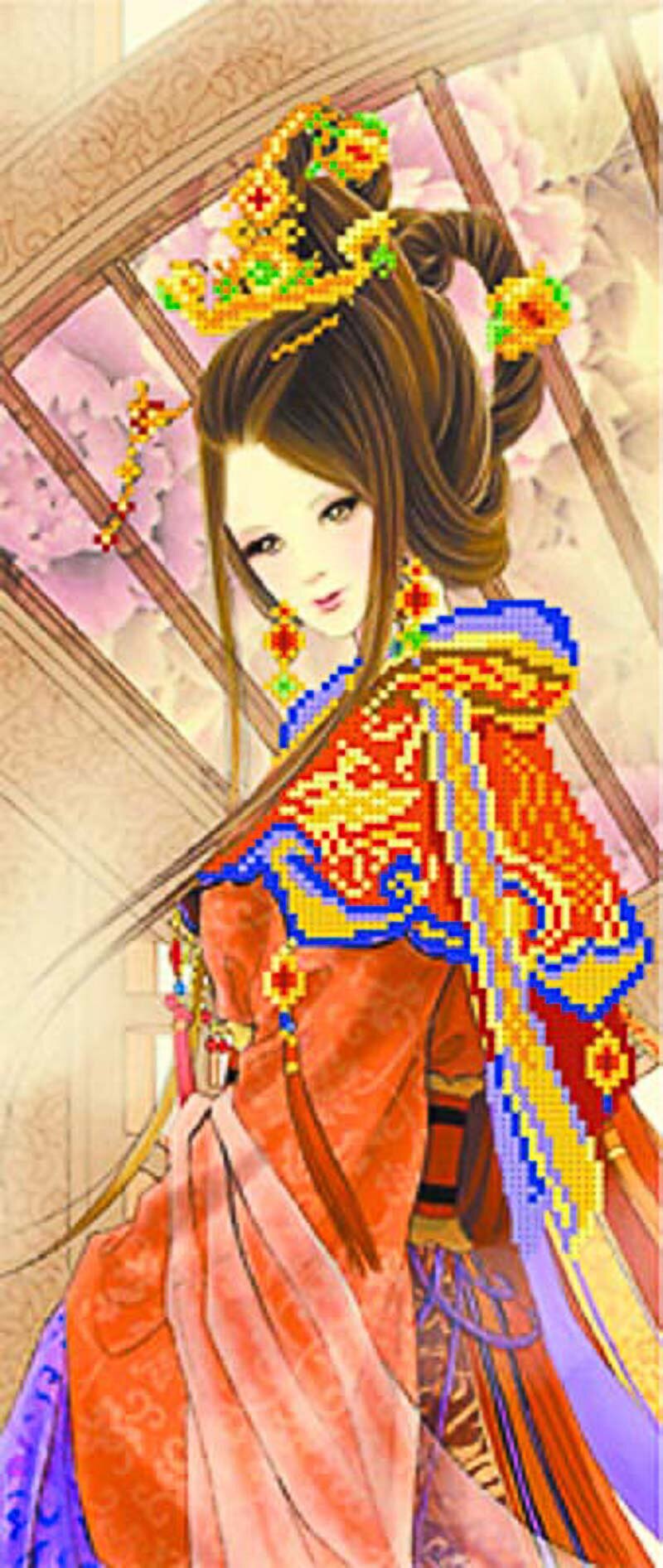 Канва/ткань с рисунком Матренин посад для вышивания бисером 24 см х 47 см 4024 "Восточная красавица"