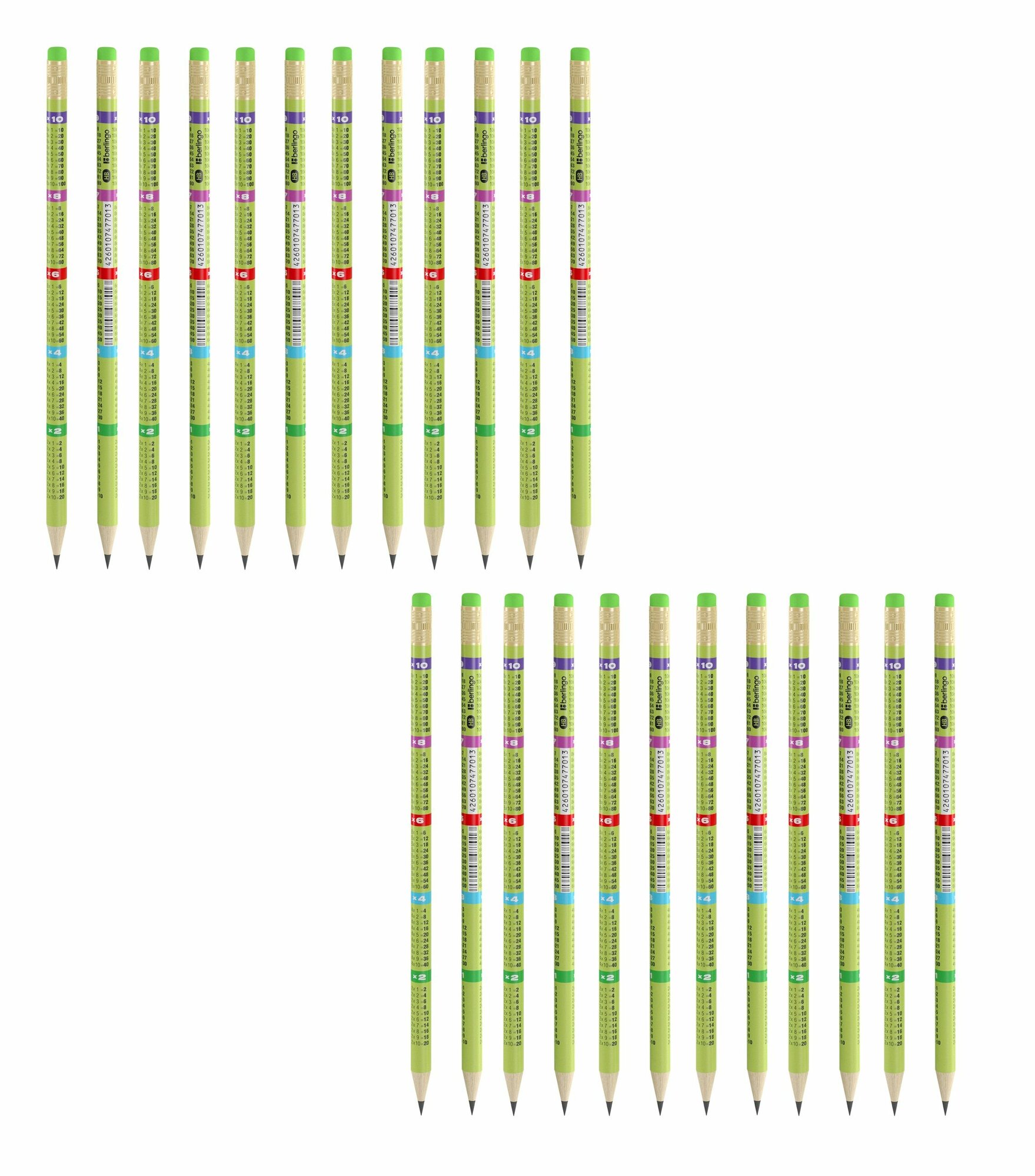 Набор из 24 шт. - Карандаш ч/г Berlingo "Таблица умножения" HB, c ластиком, заточен.