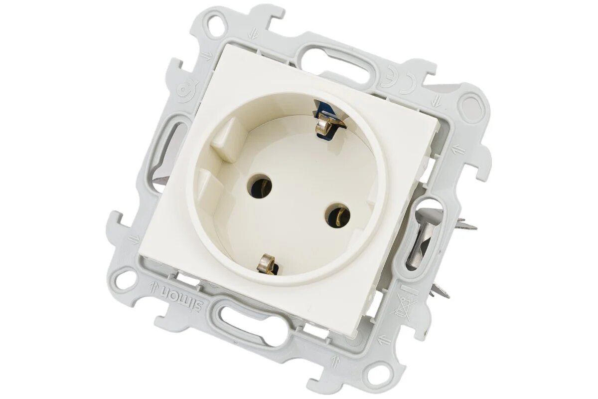 Розетка с заземлением Слоновая кость 2К+3 Push&Go 2420434-031 Simon 24