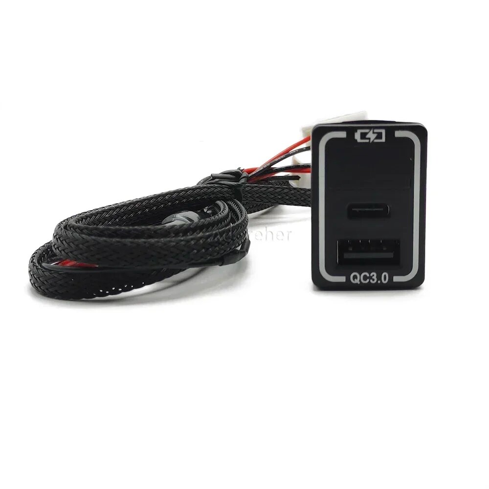 Автомобильное быстрое зарядное устройство с USB-портом QC3.0 TYPE-C PD, адаптер для зарядки смартфона с дисплеем напряжения для Toyota Prado 150