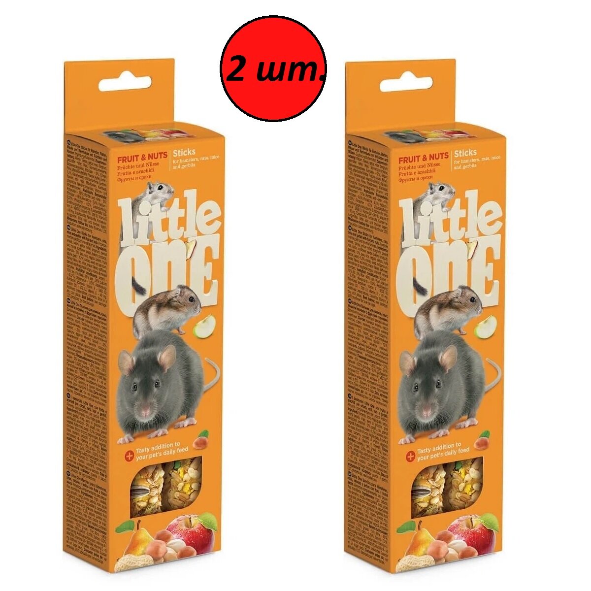 Little One Палочки для хомяков, крыс, мышей и песчанок с Фруктами и орехами 2шт*60г (2 штук)