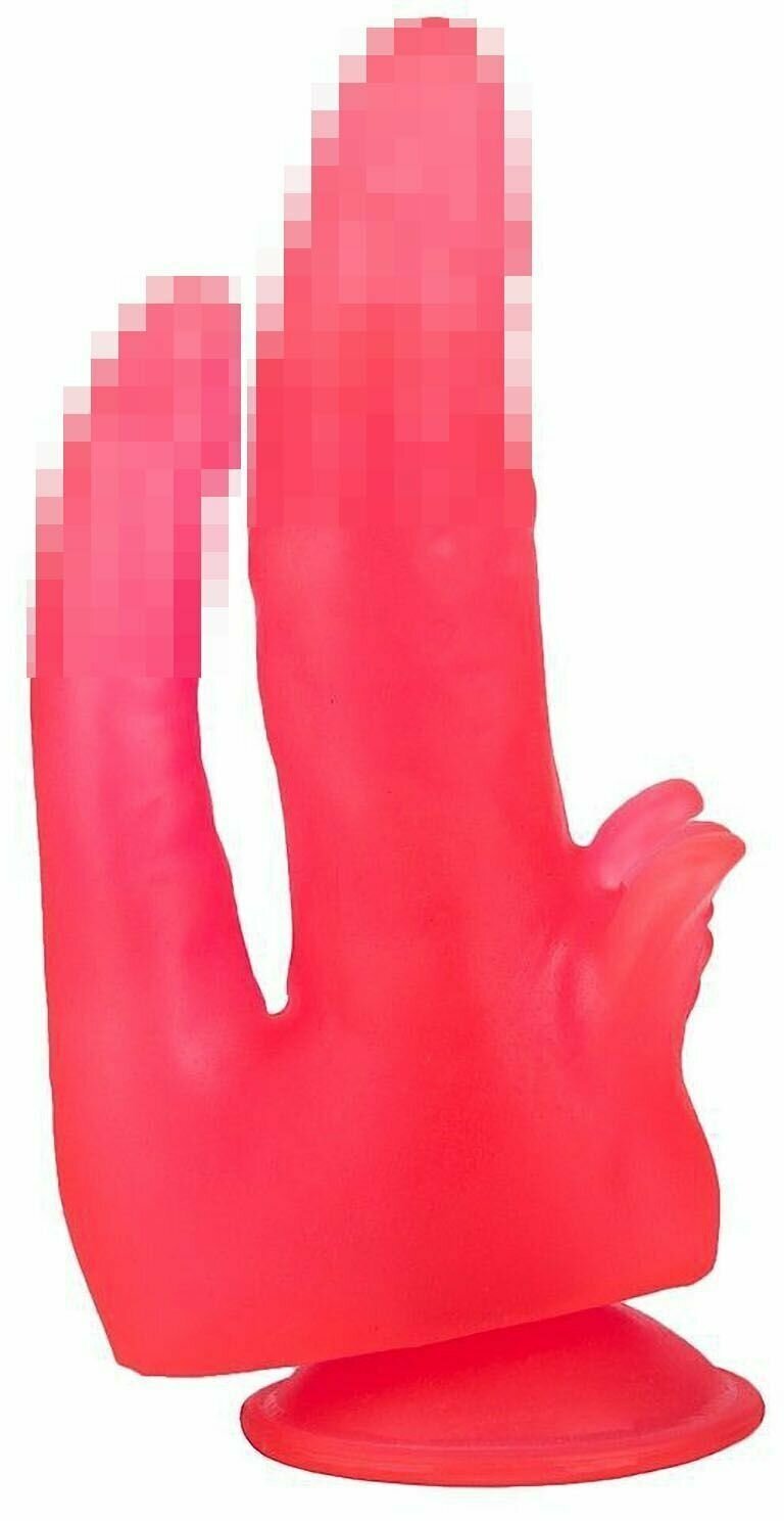 Розовый двойной фаллоимитатор с лепестками и присоской, LOVETOY (А-Полимер), длина 17 см, диаметр 4 см