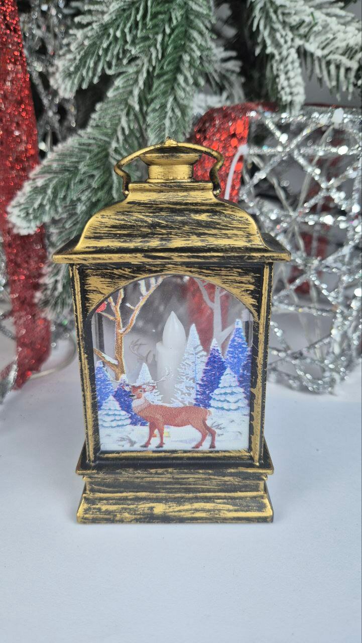 Новогодний фонарь-"Олень", подсветка, 1 режим, 3*АG13 (LR44), 14*7*3.5 см, бронзовый