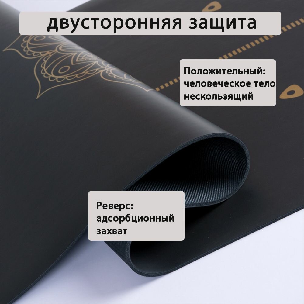 Натуральный каучук йога-коврик 5мм, с антискользящим покрытием, для домашней йоги и фитнеса_темно-серый