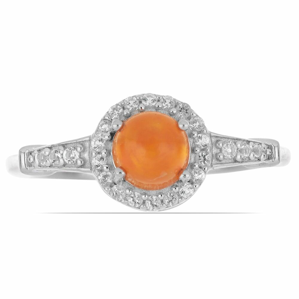 Кольцо, серебро, 925 проба, родирование, опал, топаз