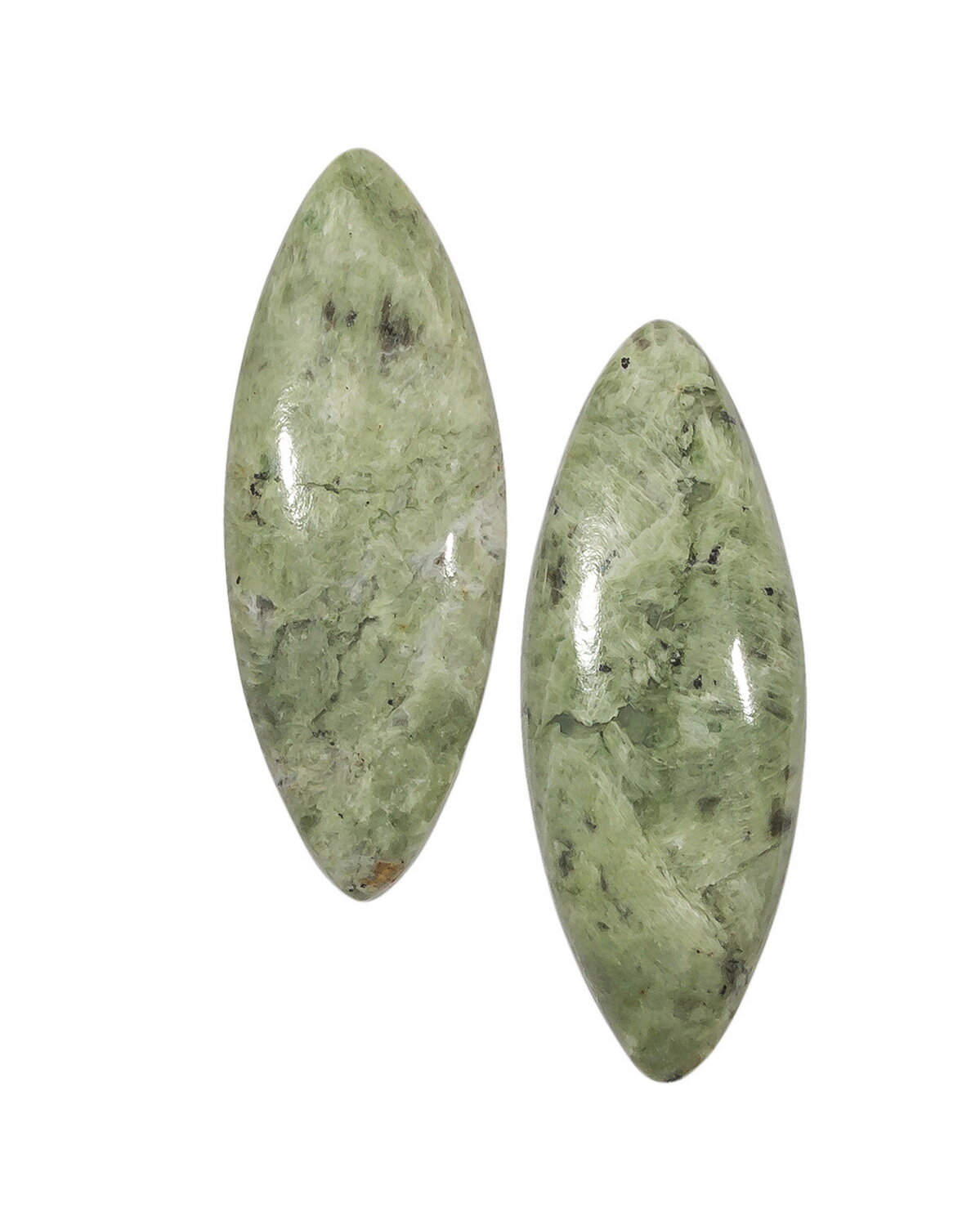 Кабошон Хромдиопсид (пара), размер: 40х15х4 мм, натуральный минерал.