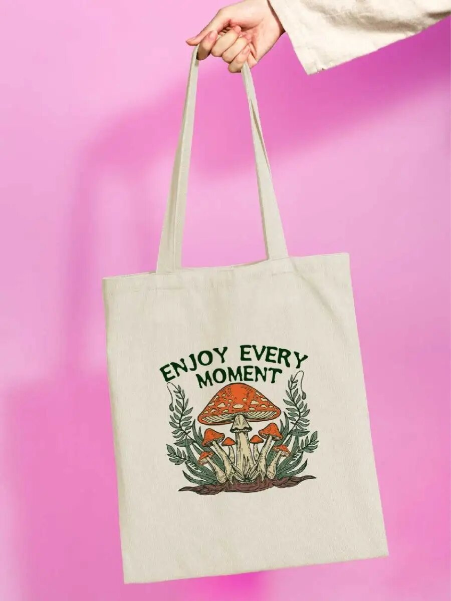 Сумка шоппер  с принтом мухомор, мистика